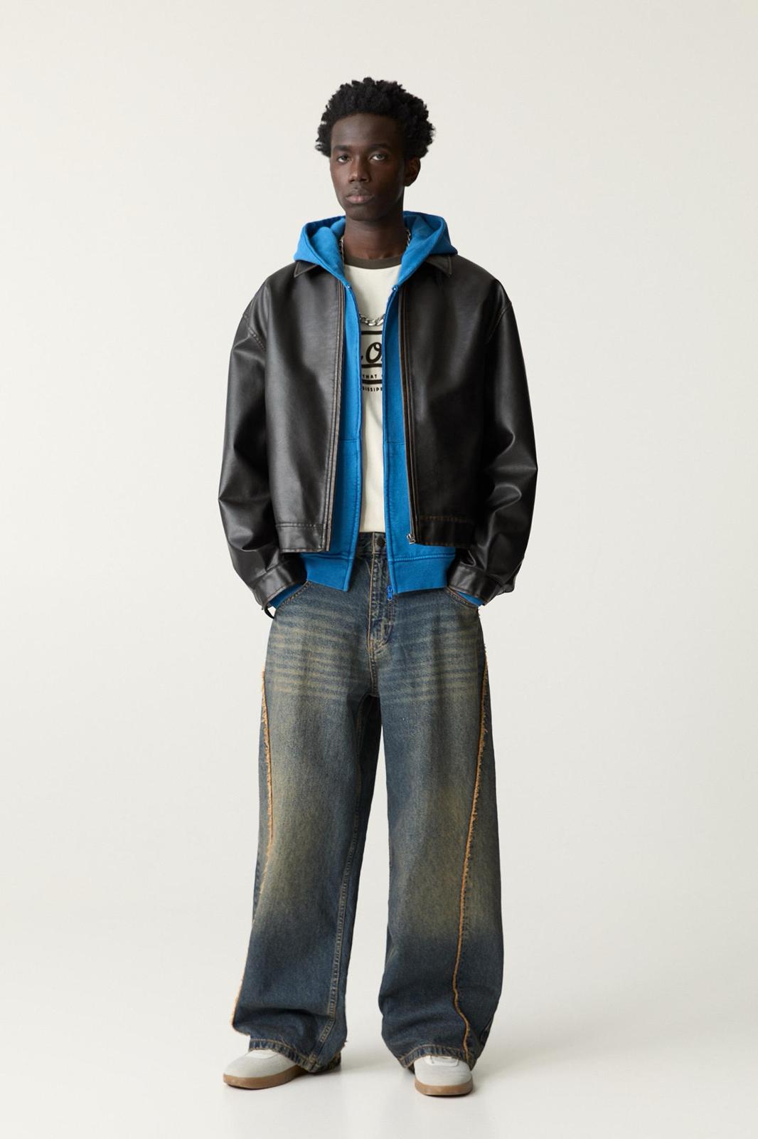 JACKET FAUX LEATHER BROWN ZIP P&B – TORNADO STYLE